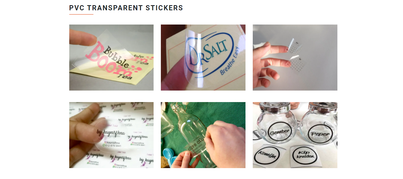 PVC TRANSPARENT STICKERS